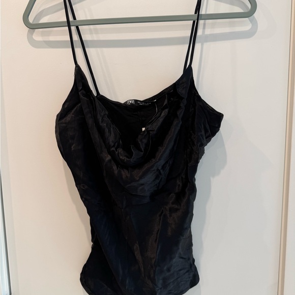 Zara | Tops | Zara Black Satin Camisole Top | Poshmark